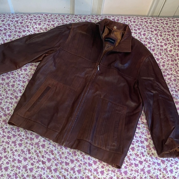 giovanni | Jackets & Coats | Giovanni Genuine Leather Jacket Brown Wood ...